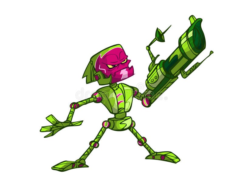 Robot boy cartoon kicking stock illustration. Illustration of ...