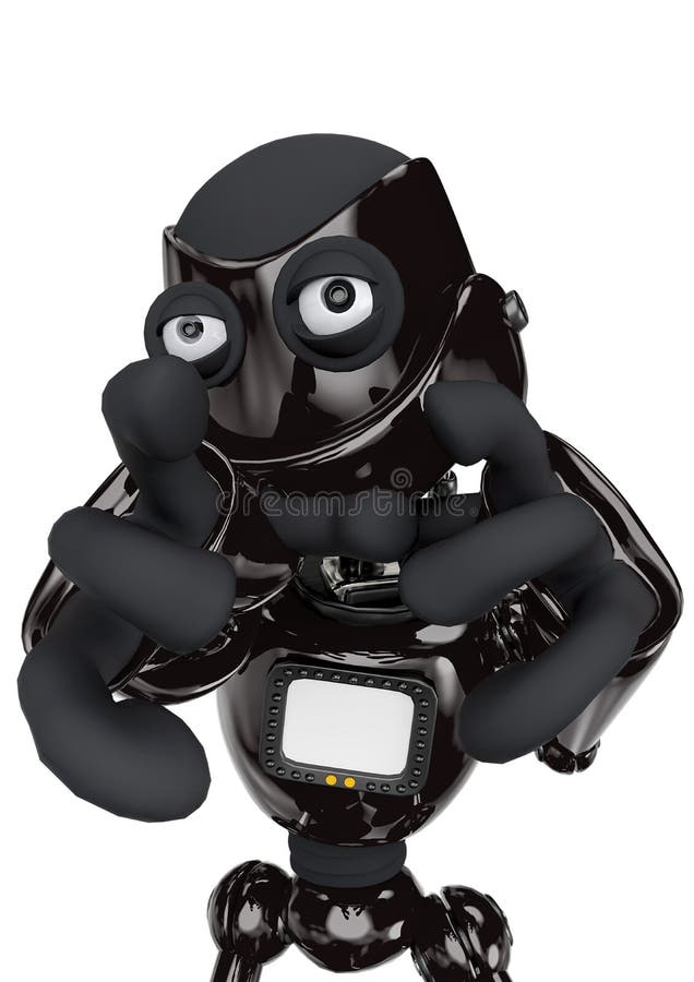 Robot Cartoon Doing a Evil Face Stock Illustration - Illustration of ...