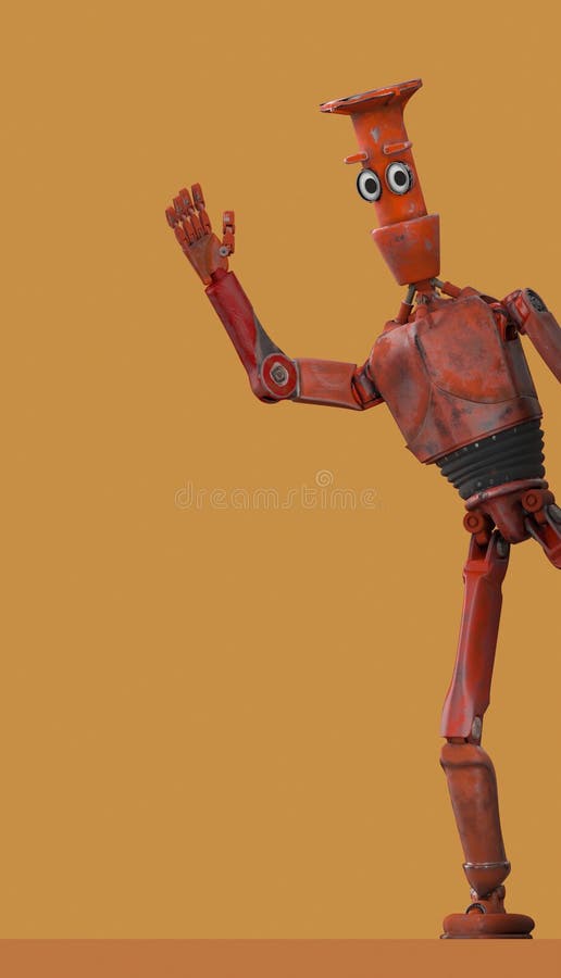 Robot Cartoon Funny 3D Video Render - Wave Your Hand To Greet, Isolate ...