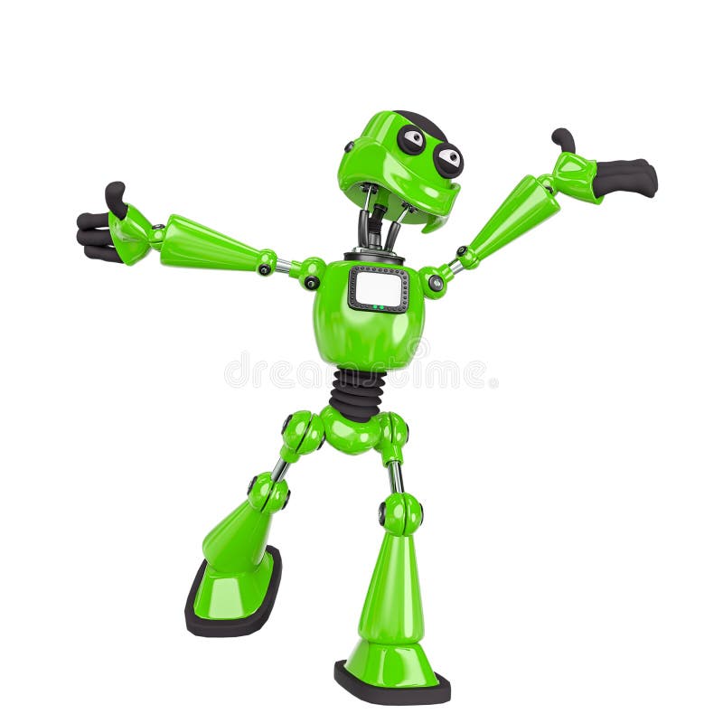 Robot cartoon is happy stock illustration. Illustration of cute - 170242183