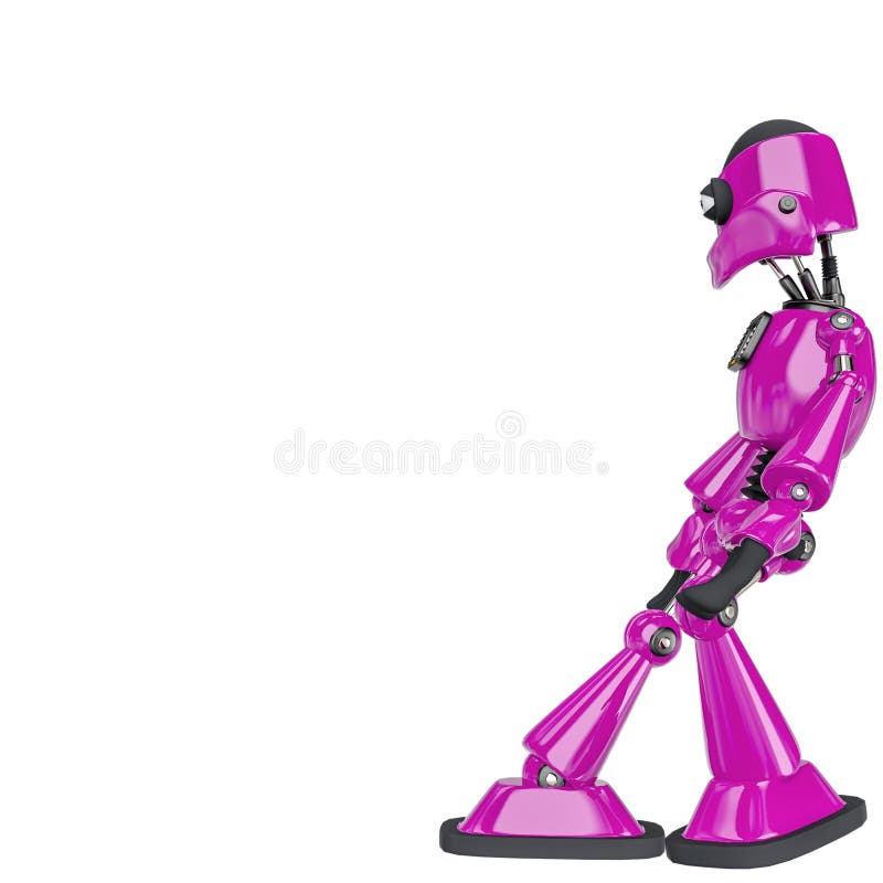 Robot Cartoon Walking Side View Stock Illustration - Illustration of ...