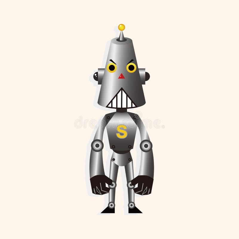 Robot boy cartoon kicking stock illustration. Illustration of ...