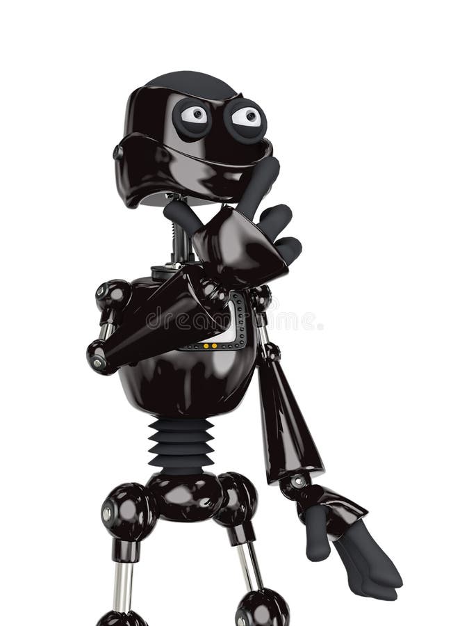 Robot Cartoon Thinking about Stock Illustration - Illustration of ...