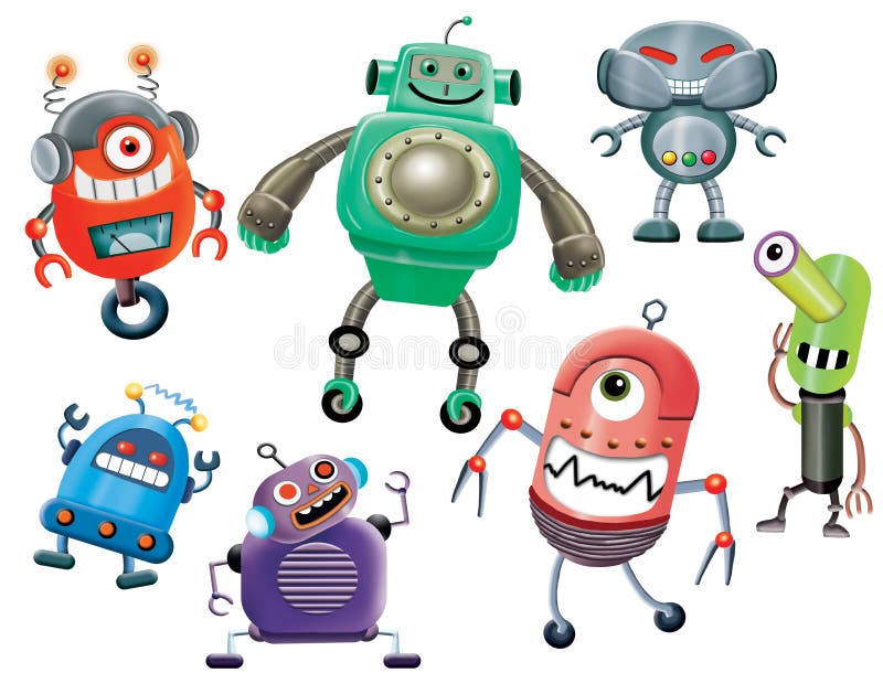 Robot cartoons stock illustration. Illustration of computer - 37521748