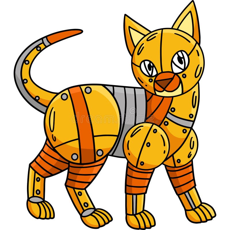 Robot Cat Cartoon Colored Clipart Illustration Stock Vector ...