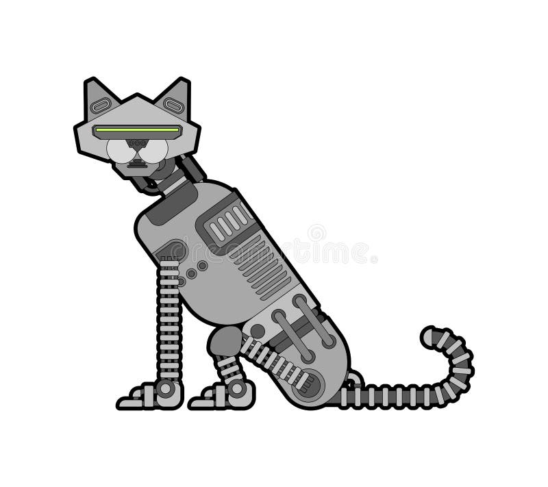 Robot Cat. Cyborg Cat. Robotic Iron Pet Stock Vector - Illustration of ...