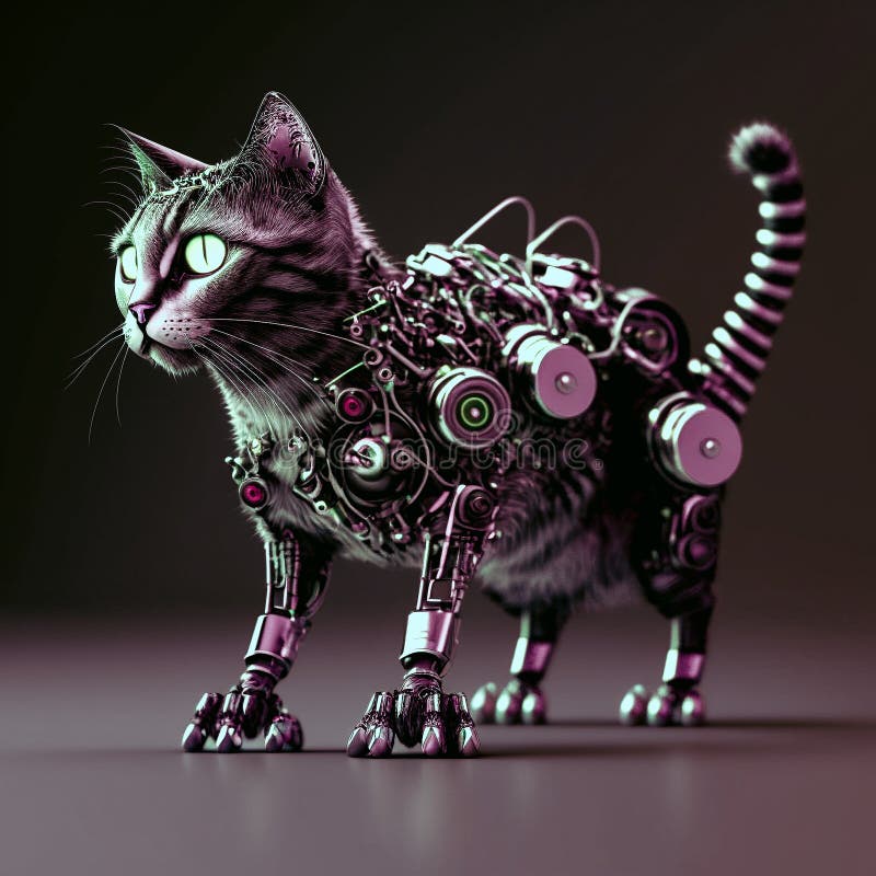 Sci-fi Cat - Ai generated stock illustration. Illustration of ...