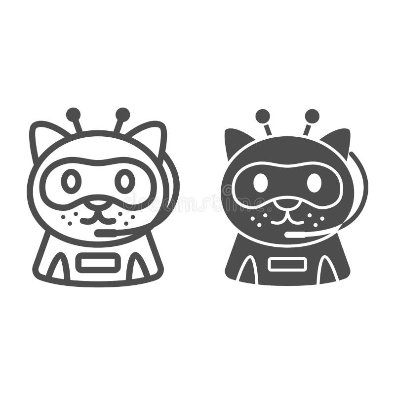 Robot Cat Line and Solid Icon, Robotization Concept, Chat Bot Robot ...