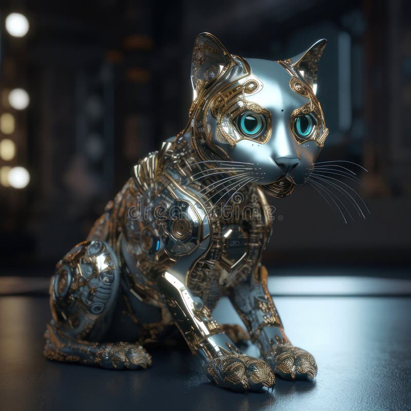 Robot Cat, Pet. AI Generative Stock Illustration - Illustration of ...