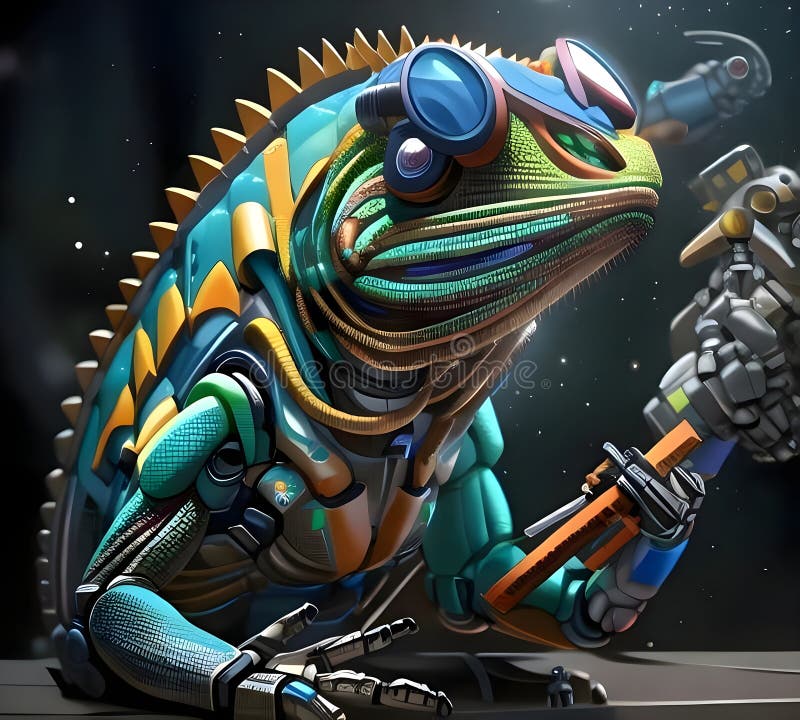 The Robot Chameleon Style Design AI Stock Illustration - Illustration ...