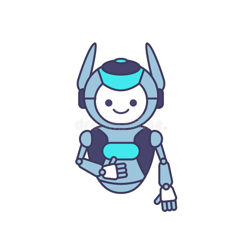 Robot Character Giving Thumbs Up Vector Illustration. Cartoon Robot ...