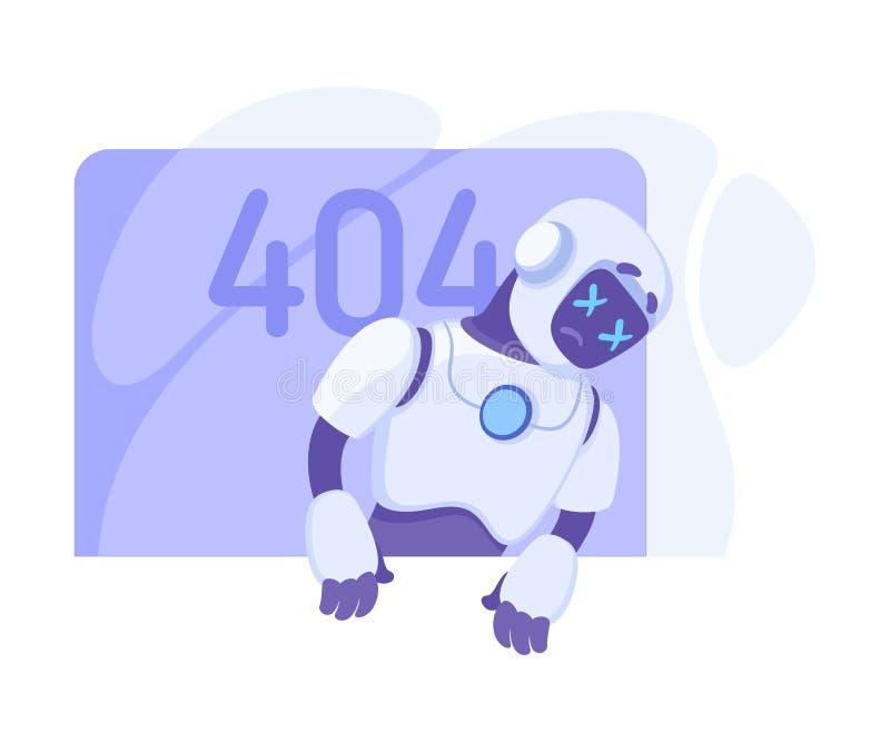 Robot Character Has Error As Smart Android Assistant Machine Vector Illustration Stock