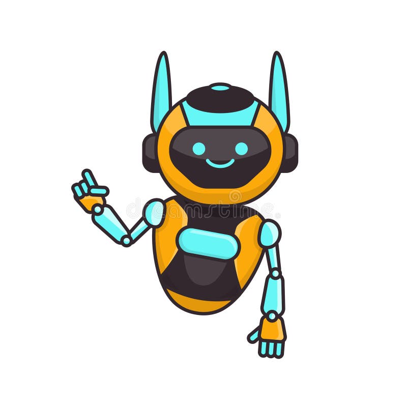 Robot Character Pose Vector Illustration. Robot Mascot Character Design Stock Vector ...