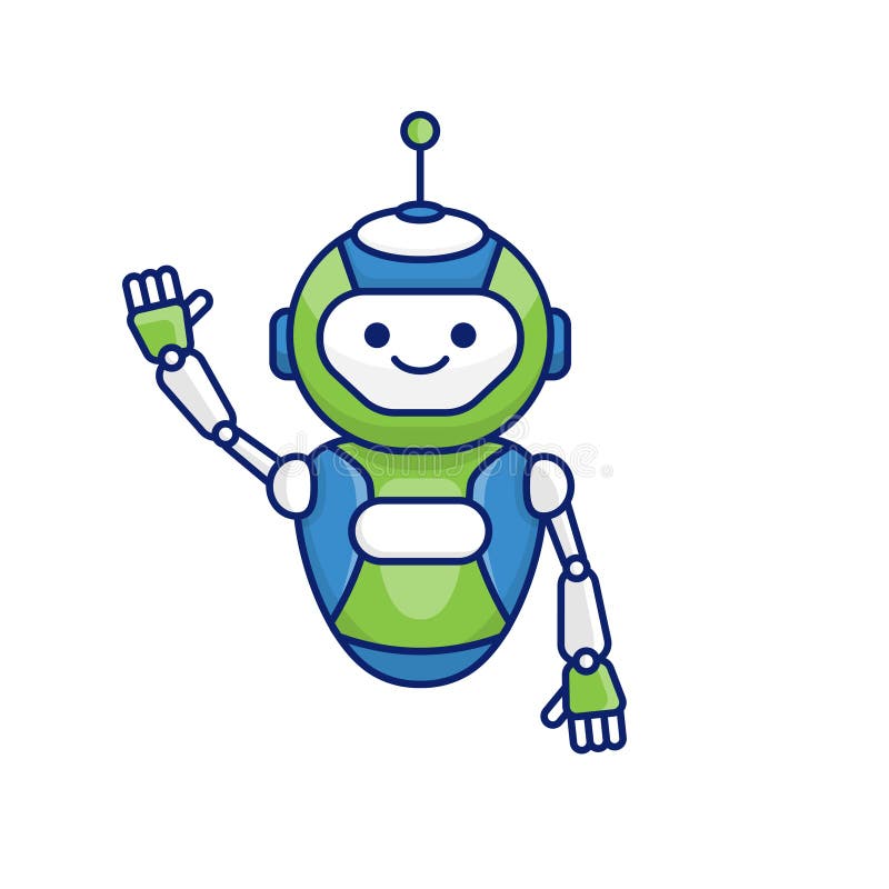 Robot Character Say Hi Hello Vector Illustration. Cute Robot Cartoon ...
