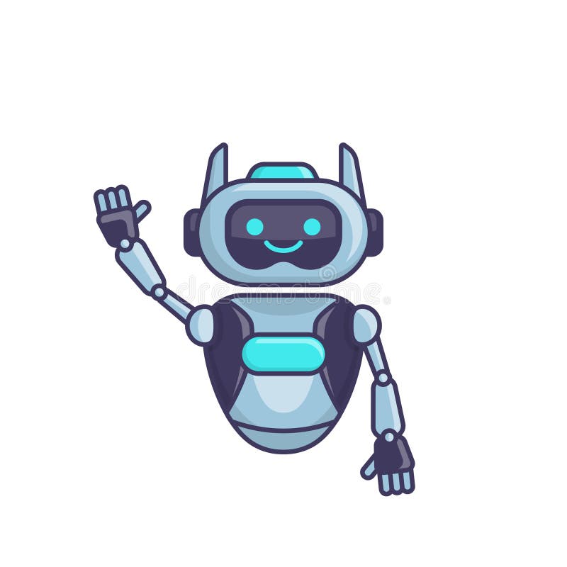 Robot Character Say Hi Hello Vector Illustration. Cute Robot Cartoon ...