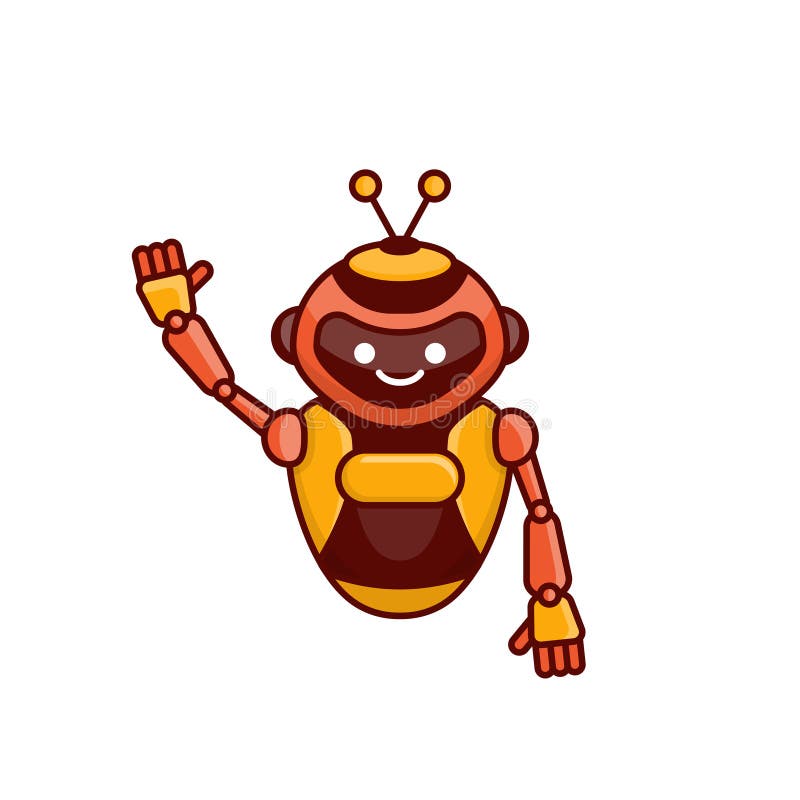 Robot Character Say Hi Hello Vector Illustration. Cute Robot Cartoon ...