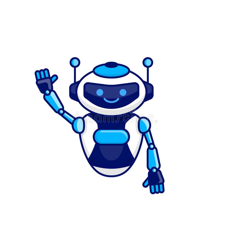 Robot Character Say Hi Hello Vector Illustration. Cute Robot Cartoon ...