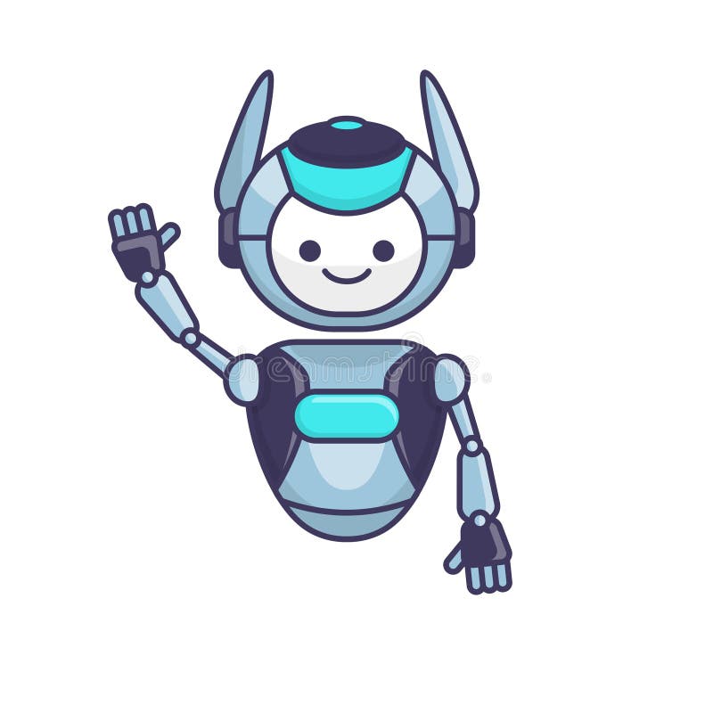 Robot Character Say Hi Hello Vector Illustration. Cute Robot Cartoon ...