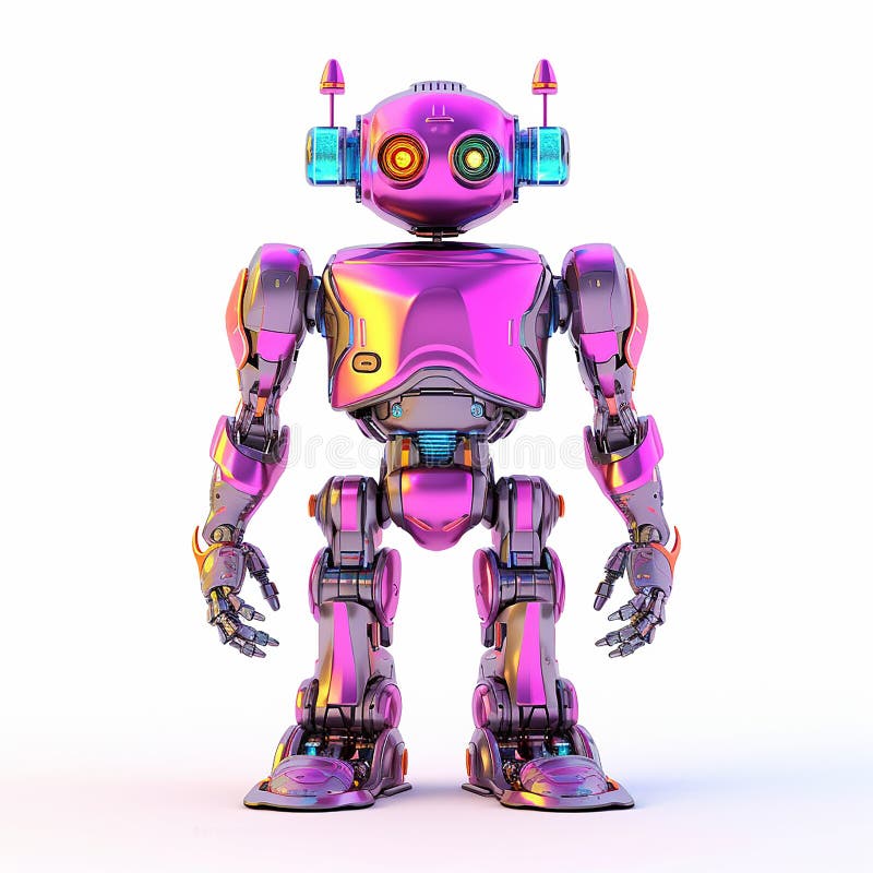 Robot with Various Gears in Abstract Design on Solid Color Background ...