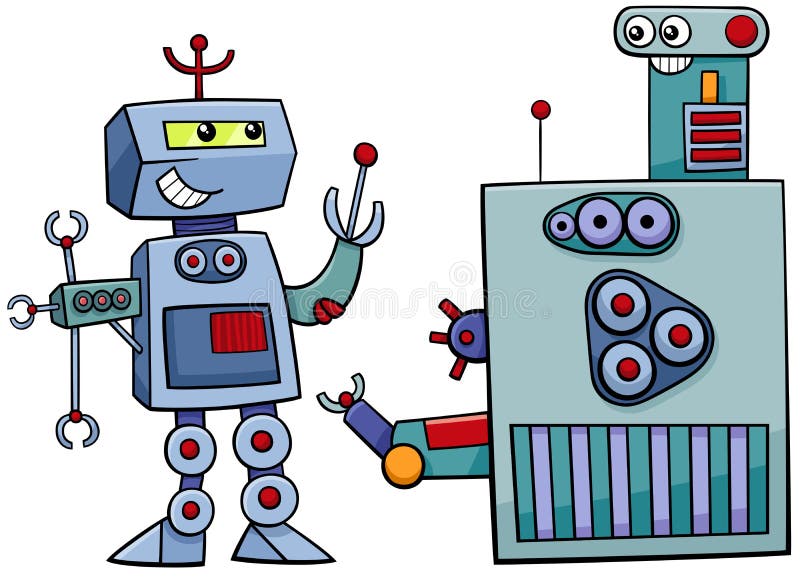 Robot Characters Cartoon Illustration Stock Vector - Illustration of ...
