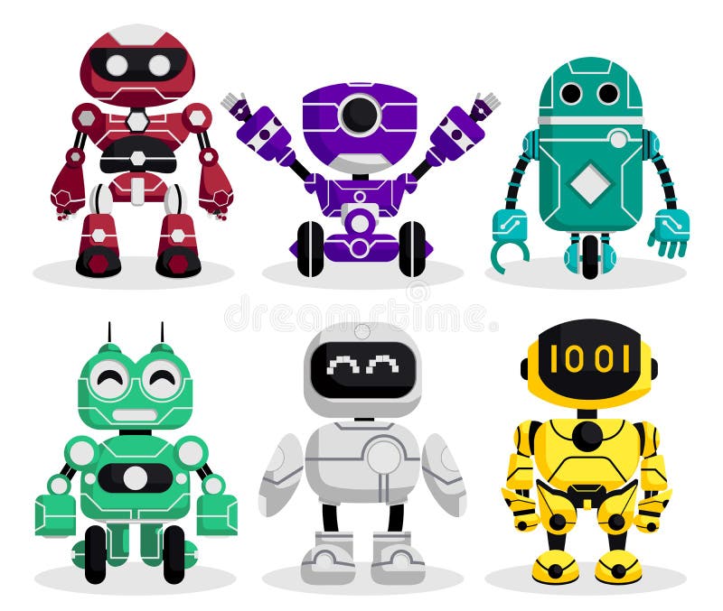Robots Vector Characters Set. Robot Character with Mechanical Android ... Robots Vector Characters Set. Robot Character with Mechanical Android ...