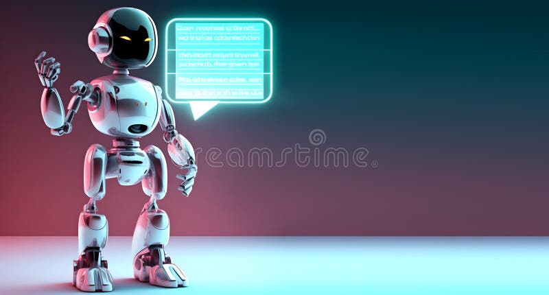 Robot with Chat Box. Concept of Chatbot or Ai Assistant. AI Generated ...