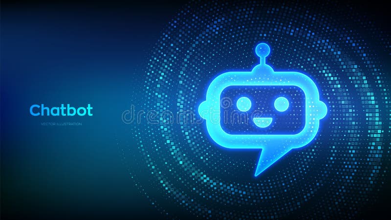 Chatbot. Abstract 3d Low Polygonal Robot Holding Chat Icon. Speech Bubble Message Symbol ...
