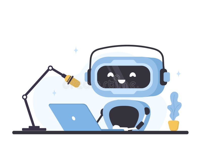 Robot Chatbot with Laptop. AI Voice Assistant. Online Customer Support ...