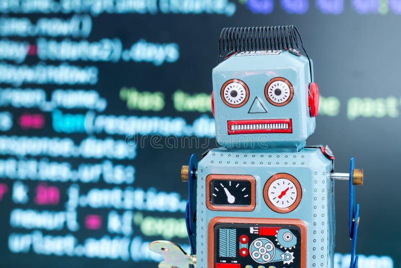 Symbol for a Chatbot or Social Bot and Algorithms, Program Code in the ...