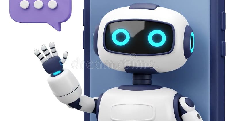 Robot Chatbot Waving from Inside a Smartphone Stock Footage - Video of ...