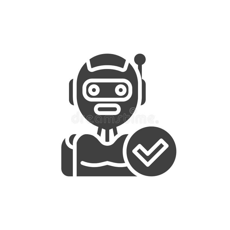 Robot with Check Mark Vector Icon Stock Vector - Illustration of pixel ...