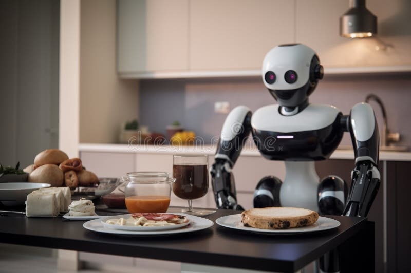 Robot Chef in the Kitchen, Preparing Breakfast with Advanced AI ...