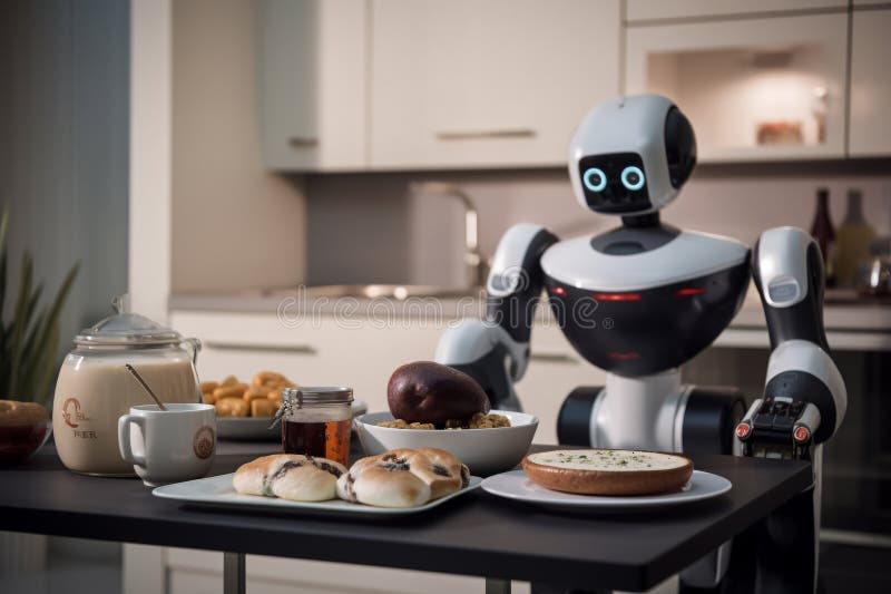 Robot Chef in the Kitchen, Preparing Breakfast with Advanced AI ...