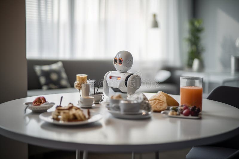 Robot Chef in the Kitchen, Preparing Breakfast with Advanced AI ...