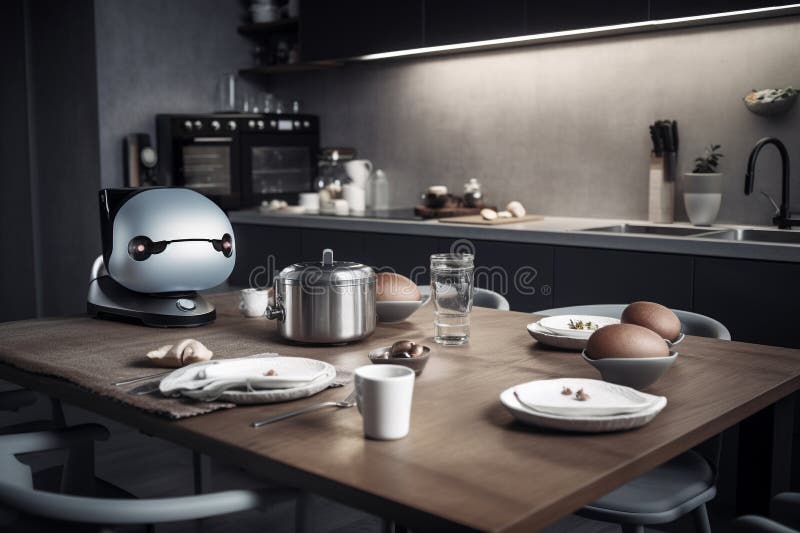 Robot Chef in the Kitchen, Preparing Breakfast with Advanced AI ...
