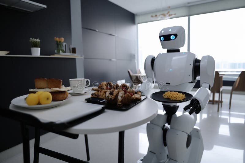 Robot Chef in the Kitchen, Preparing Breakfast with Advanced AI ...