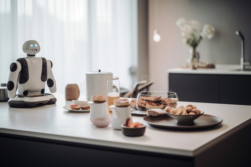 Robot Chef in the Kitchen, Preparing Breakfast with Advanced AI ...