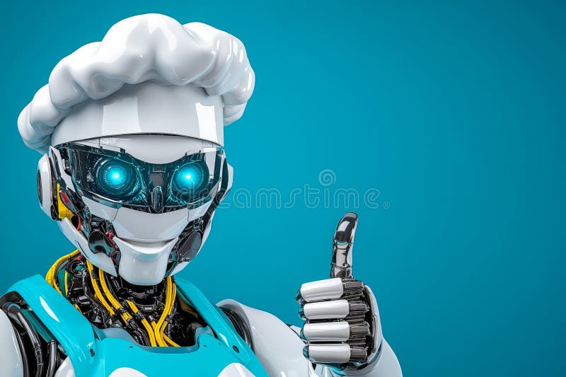 A Robot with a Chef S Hat Giving a Thumbs Up Stock Illustration ...