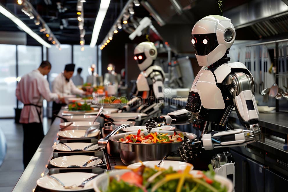 Robot Chefs Creating Innovative Culinary Dishes in a High-tech ...
