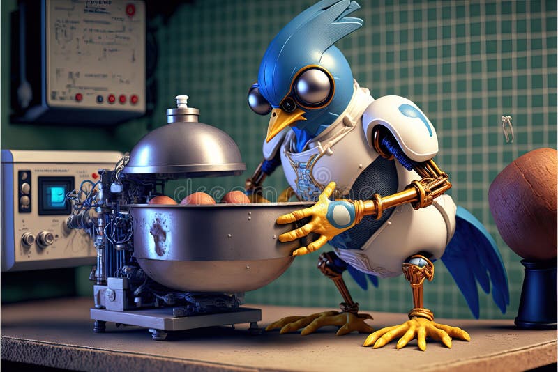 A Robot Chicken of the Future Making an Egg Generative Ai Stock ...