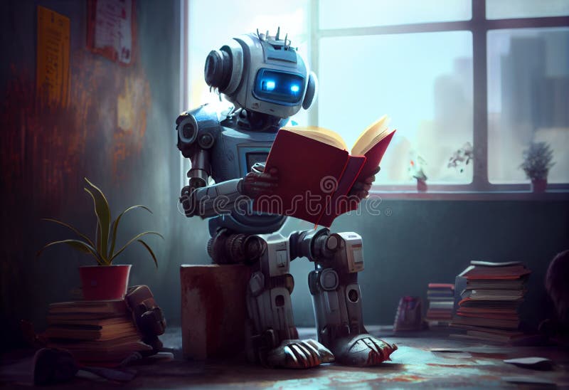 Robot Child Reading a Book , Robot Education a Book. Generate Ai Stock ... Robot Child Reading a Book , Robot Education a Book. Generate Ai Stock ...