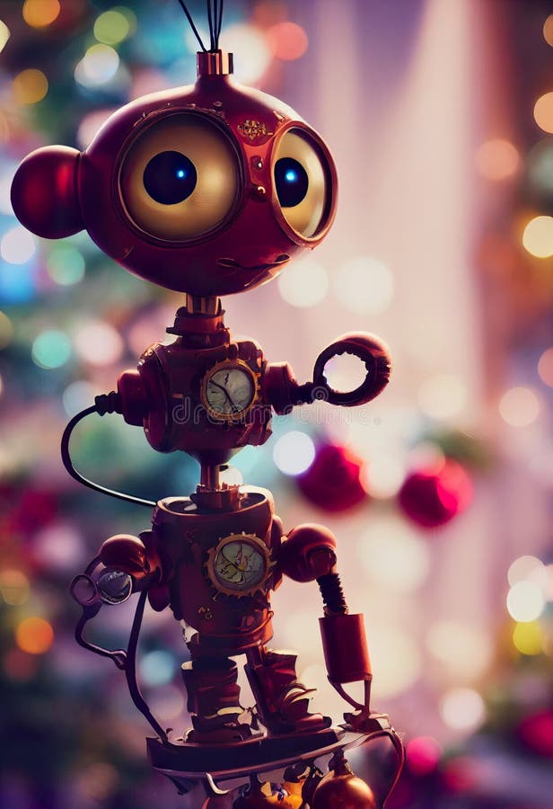 Robot in Christmas Enviroment Stock Illustration - Illustration of ...