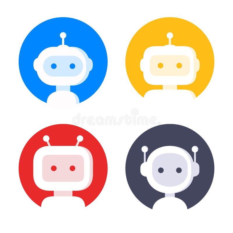Robot in Circle Vector Icon Set Stock Illustration - Illustration of ...