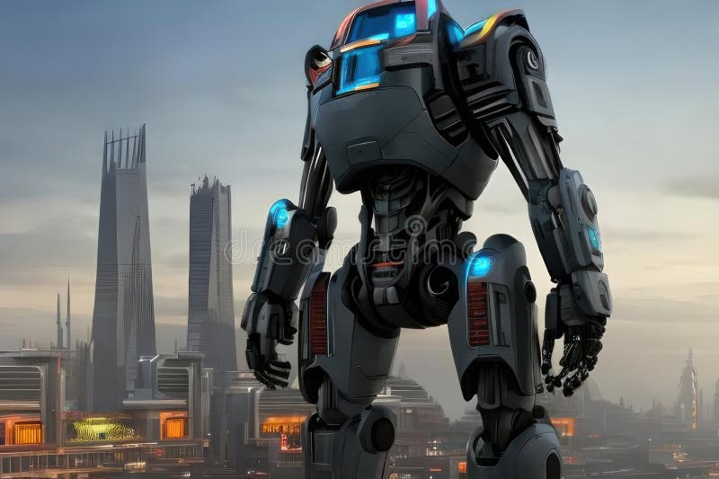 Robot in the City, Painting. AI Generated Stock Illustration ...