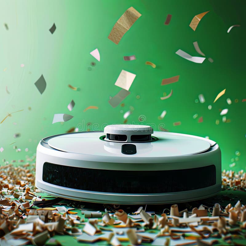 Robot Cleaner Inside Paper Garbage AI Generated Illustration Stock ...