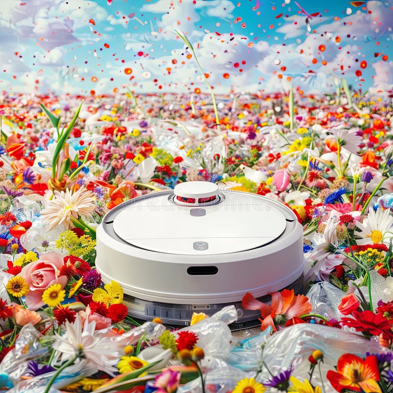 Robot Cleaner Inside Tons of Plastic Garbage AI Generated Illustration ...