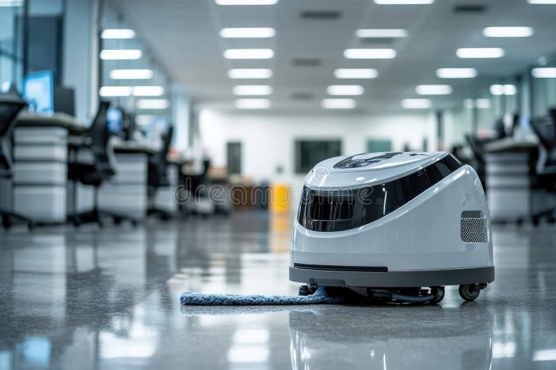 A Robot Cleaning the Floor in an Office Setting Stock Image - Image of ...