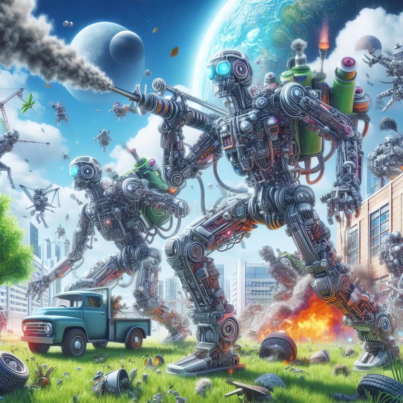 The Robot Cleans the Earth of Debris and Pollution. Ecology and Planet ...