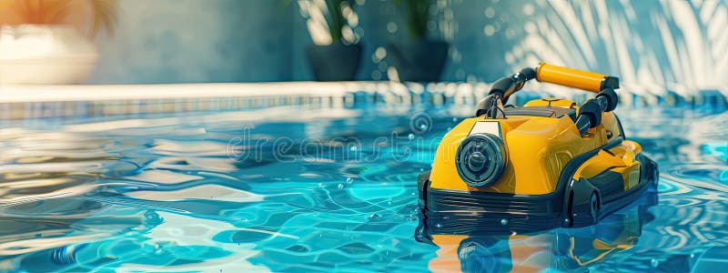 The Robot Cleans the Pool. Selective Focus Stock Illustration ...