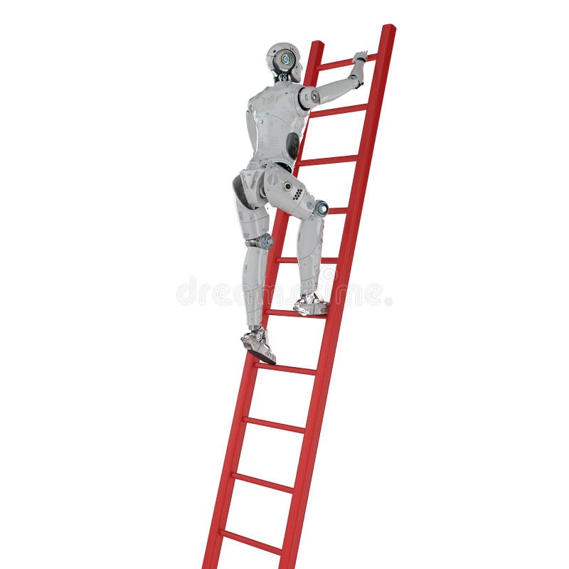 Robot climb ladder stock illustration. Illustration of achieve - 124076672